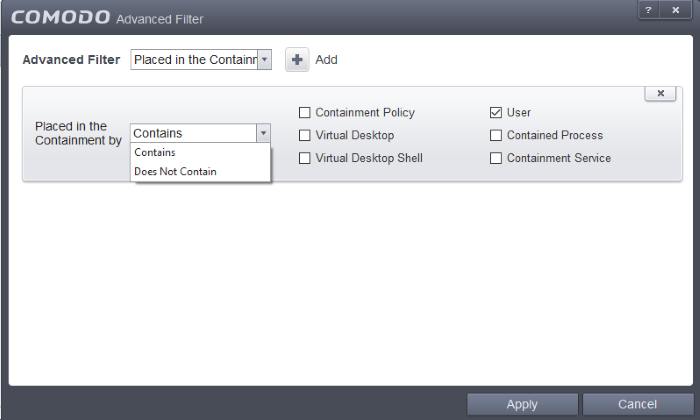 Filtering Containment Logs, Comodo Client Security| Host Intrusion Prevention |COMODO